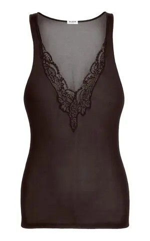 Balmain Lace Knit Tank Top - Brown