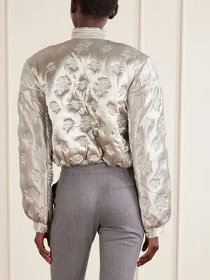 Alexander McQueen Cropped Padded Floral-embroidered Satin Jacket