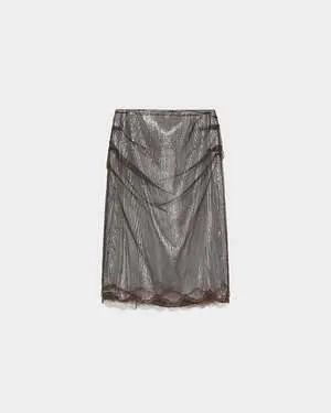 16Arlington Hedda Midi Skirt - Silver/chocolate