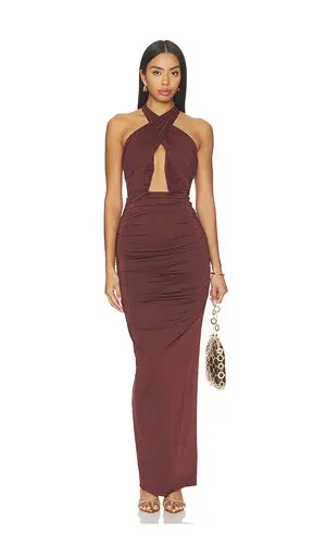 NOOKIE Charlize Multi-way Maxi Dress In Brown - Chocolate