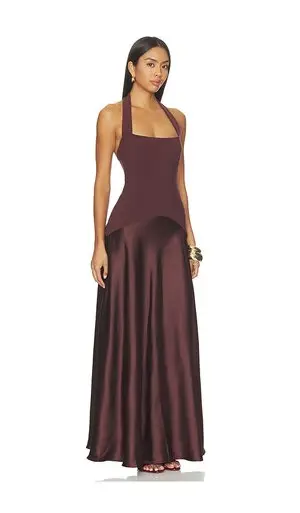 NOOKIE Alice Halter Maxi Dress In Chocolate