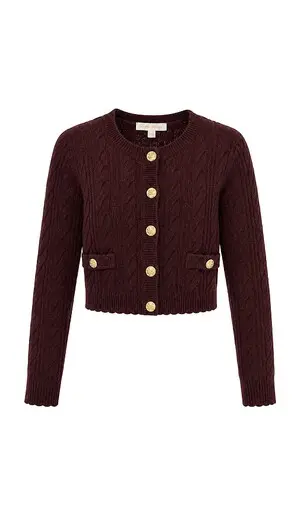 LoveShackFancy Kenderson Tween Cardigan In Burgundy