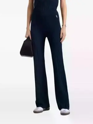 Sporty & Rich Ribbed-knit Embroidered-logo Trousers