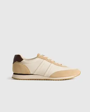 Quince Italian Suede And Re-nylon Retro Runner - Beige