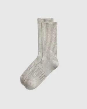 Quince Everyday Cotton Solid Crew Sock - Grey