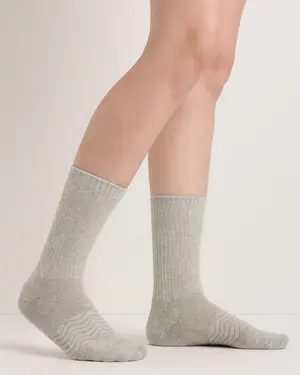 Quince Everyday Cotton Solid Crew Sock - Grey