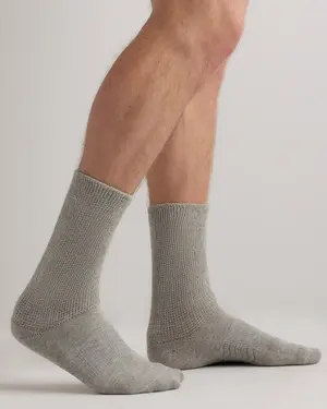 Quince Everyday Cotton Targeted Stretch Crew Sock - Heather Grey