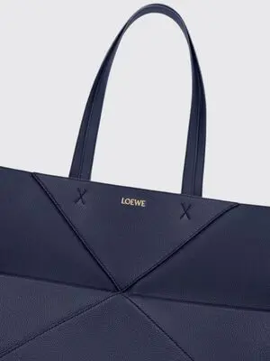 Loewe Puzzle Fold Medium Calfskin Leather Tote Bag With Double Handle - Blue