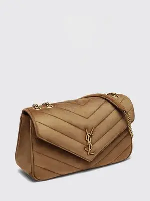 Saint Laurent Medium Loulou Shoulder Bag In Chevron Suede - Orange