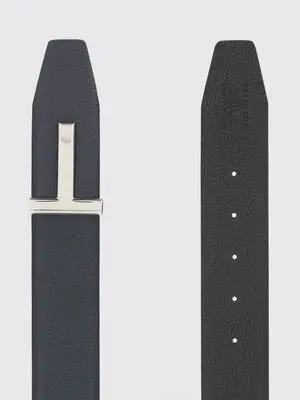 TOM FORD Reversible Pebbled Leather Monogram Buckle Belt