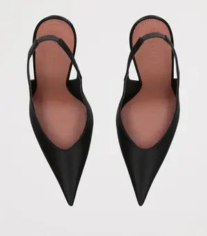 Amina Muaddi Satin Anok Slingback Pumps 105