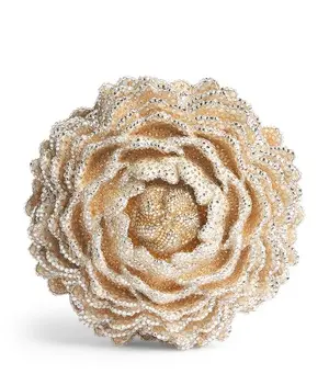 Judith Leiber Embellished Peony Halcyon Hill Clutch Bag - Silver