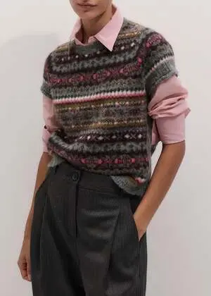 ME+EM Lofty Fairisle Baby Knit Tee - Grey Multi