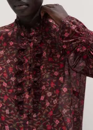 ME+EM Silk Cotton Stained Glass Daisy Print Blouse