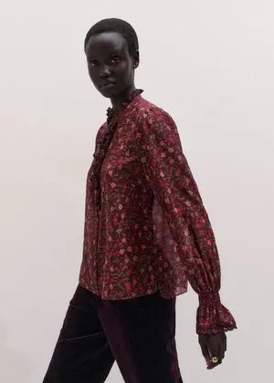 ME+EM Silk Cotton Stained Glass Daisy Print Blouse