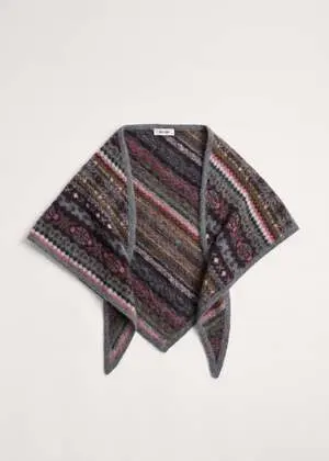 ME+EM Fairisle Shrunken Triangle Scarf - Grey Multi