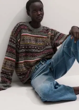 ME+EM Fair Isle Relaxed Sweater - Grey Multi