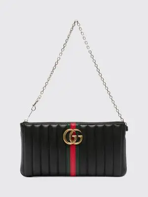 Gucci Gucci Women Gucci Gg Marmont Quilted Lambskin Leather Shoulder Bag With Web Stripe Black