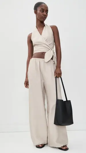 ST. AGNI Silk Adjustable Balloon Pants - Soft Ash
