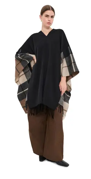 FRENKEN Mixed 2 Scarfs Wool Poncho