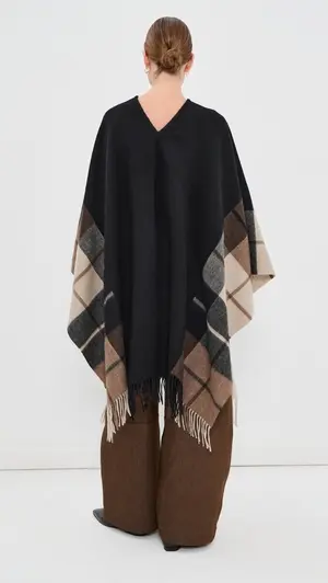 FRENKEN Mixed 2 Scarfs Wool Poncho