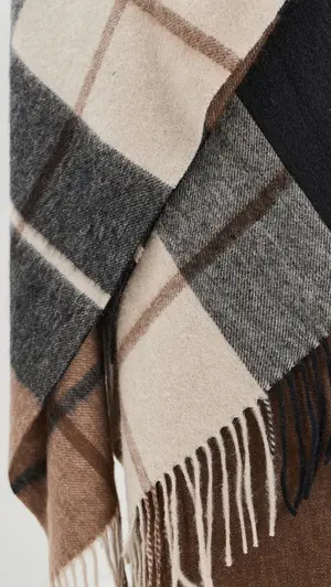 FRENKEN Mixed 2 Scarfs Wool Poncho