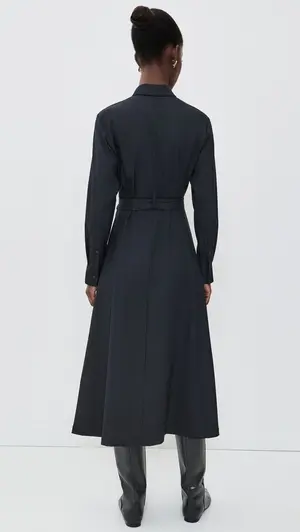Theory Long Sleeve Belted Shirtdress