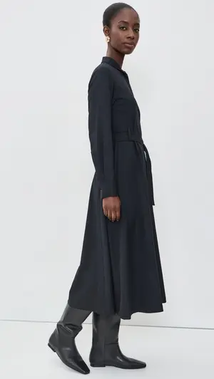 Theory Long Sleeve Belted Shirtdress
