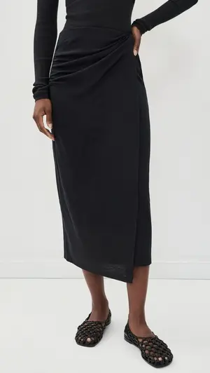 Vince Waist Draped Midi Skirt