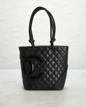 FWRD RENEW Chanel Lambskin Medium Cambon Tote Bag - Black