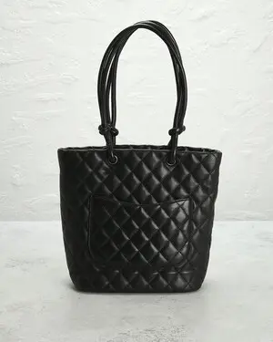 FWRD RENEW Chanel Lambskin Medium Cambon Tote Bag - Black