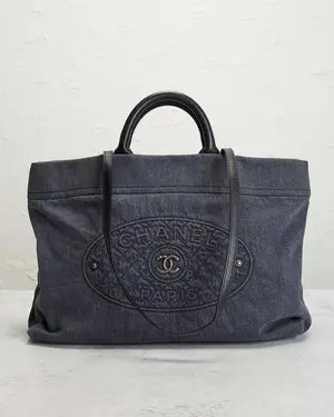 FWRD RENEW Chanel Denim Tote Bag - Blue