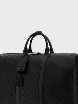 Gucci Gg Emblem Travel Bag In Leather With Embossed Gg Monogram