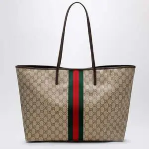 Gucci Large Tribeca Shopping Tote In Gg Canvas, Brown - Multicolor