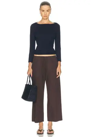Donni. The Baby Rib Boatneck Top - Navy