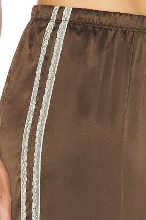 Donni. The Silk Lace Stripe Crop Pant - Espresso