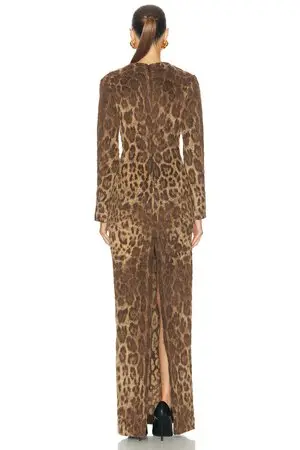 Burc Akyol Leopard Caryatid Dress - Camel