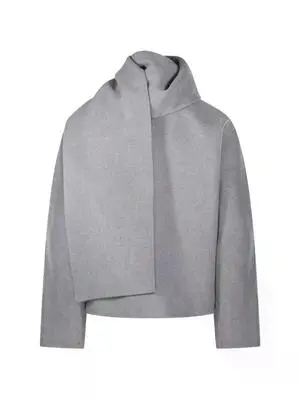 Max Mara Scarf-detail Button-front Coat - Grey