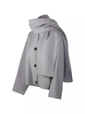 Max Mara Scarf-detail Button-front Coat - Grey