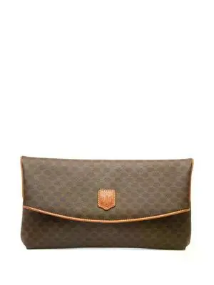 Celine 20th Century Macadam Coated Canvas Clutch Bag - Brown