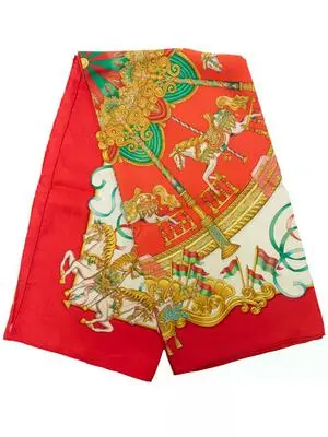 Hermès 1990-2010 Luna Park Silk Scarf 90 Scarves - Red