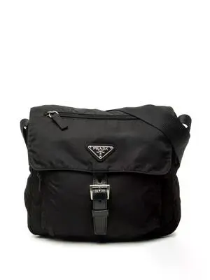 Prada 2000-2013 Tessuto Zip Buckle Messenger Bag Crossbody Bag - Black
