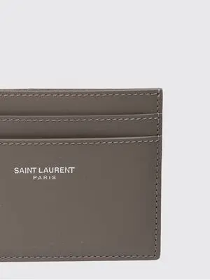 Saint Laurent Flat Calfskin Card Holder With Laminated Logo