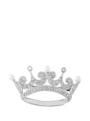 LB EXCLUSIVE Diamond And Pearl Crown Brooch