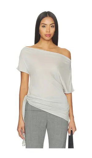 ST. AGNI Fine Jersey Off Shoulder Top In Grey