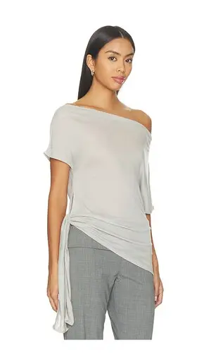 ST. AGNI Fine Jersey Off Shoulder Top In Grey