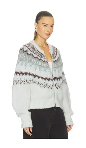 Closed Cropped Zip Cardigan In Brown