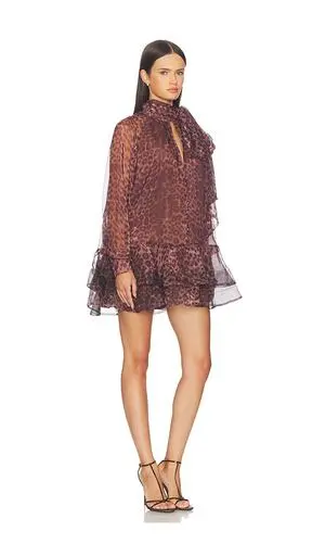 Bardot Adrie Babydoll Mini Dress In Brown - Leopard