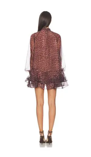 Bardot Adrie Babydoll Mini Dress In Brown - Leopard