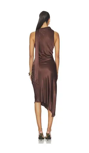 Bardot Valentine High Low Dress In Chocolate - Dark Choco